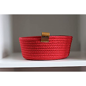 M+L Maple and Lark Woven Cotton Rope Basket, 7 x 3 inch Basket For Toy Storage Household Storage Nursery Bin Playroom Storage Playroom Bin Toy Bin (Primary Set ( Red, Yellow, Green, Blue))