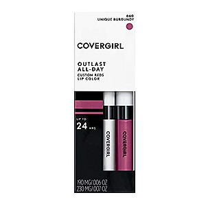 COVERGIRL Outlast All-Day Lip Color Custom Reds, Unique Burgundy , 2 Piece Set