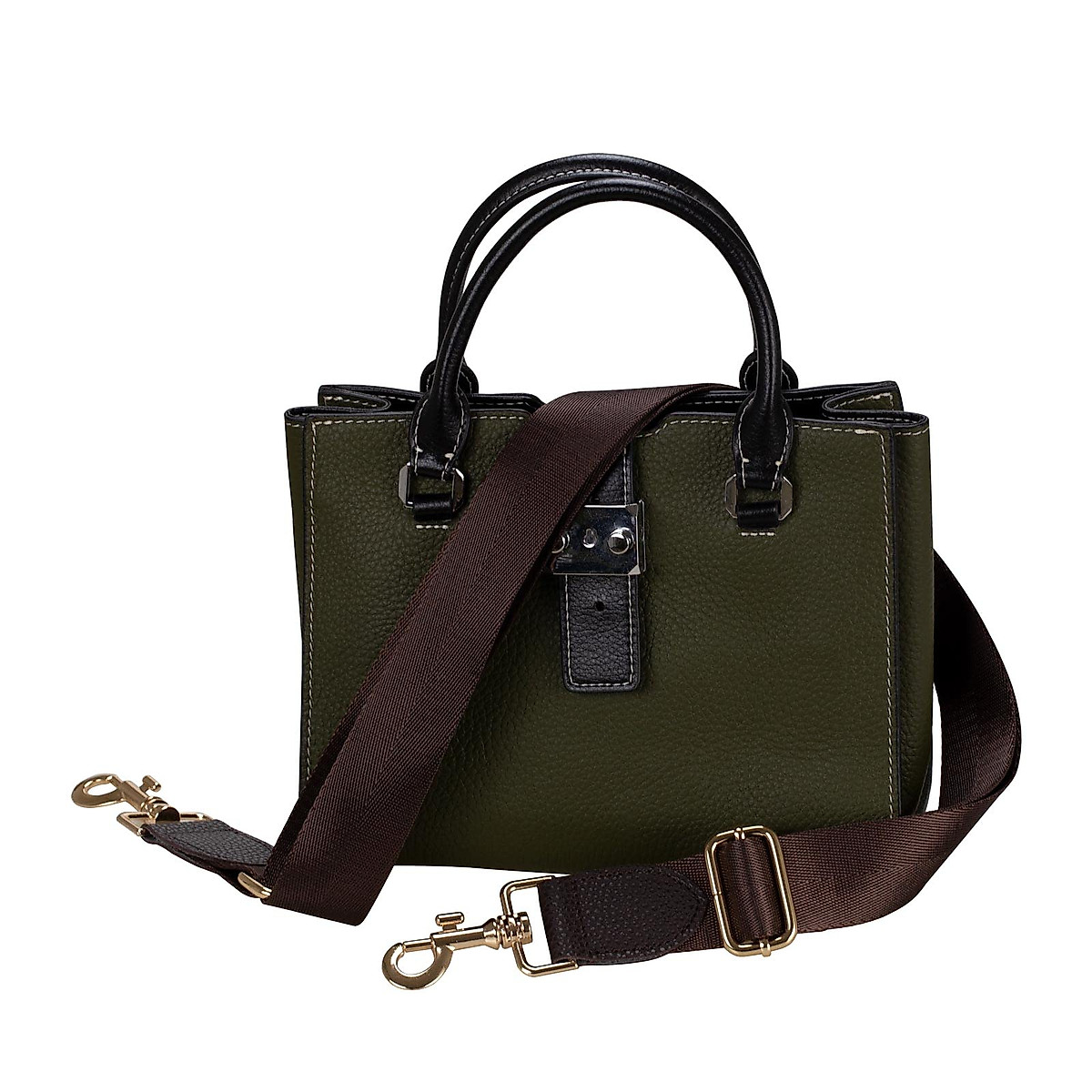 Allzedream Wide Purse Strap Replacement Crossbody Shoulder Bag Adjustable (Chocolate Gold Leather)