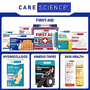 Care Science Antibacterial Fabric Adhesive Pad Bandages, 3x4 inches Extra Large Flexible Non-Stick Strip, Helps Prevent Infection, Breathable Protection, for First Aid & Wound Care, 30 Count