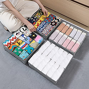 Coorganisers 4 Packs Sock Underwear Drawer Organizer Dividers,12 Cells and 16 Cells Closet Cabinet Organizer Storage Box, Fabric Drawer Organizers for Clothing Baby Clothes, Panty, Scarf, Ties