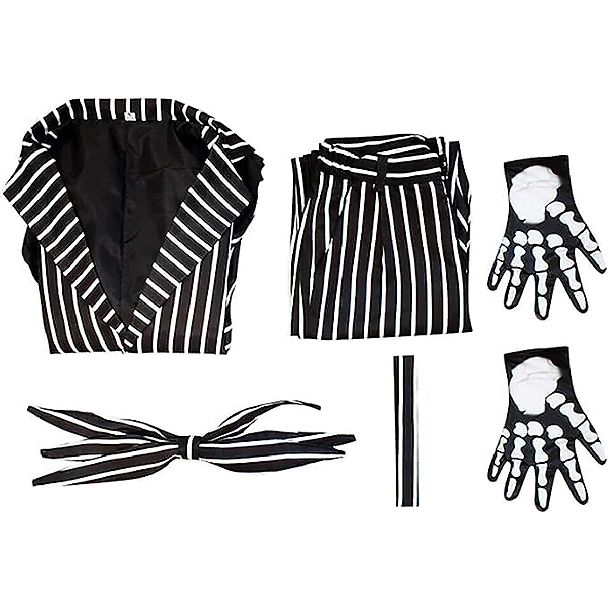 Jack Skeleton Skellington Costume With Bowtie Skeleton Nightmare Suit Before Christmas Halloween Cosplay for Adult Men Women (man, XS)