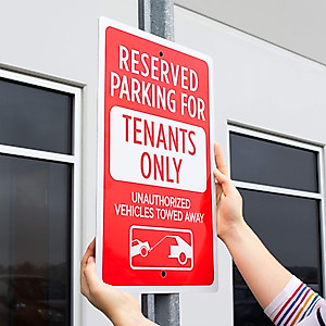 Reserved Parking - Tenants Only Sign, 3-pack, 18" x 12" | Reflective Restriction Pre-Drilled Metal Industrial Warning Sign for Private Property, Parking Lots, Home Driveways, Yards & Businesses