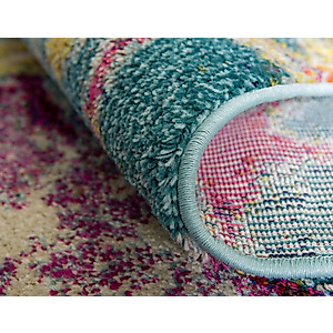 Unique Loom Positano Collection Coastal Modern Bright Colors Starfish Navy Blue Runner Rug (3' x 10')