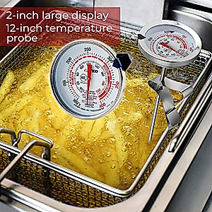 Oil/Deep Fry Thermometer with Oil Skimmer for Cooking | Includes Deep Fryer Thermometer with Clip for Frying Oil, Turkey, BBQ, Grill and Strainer Spoon with Handle for Frying, Cooking, Skimming.