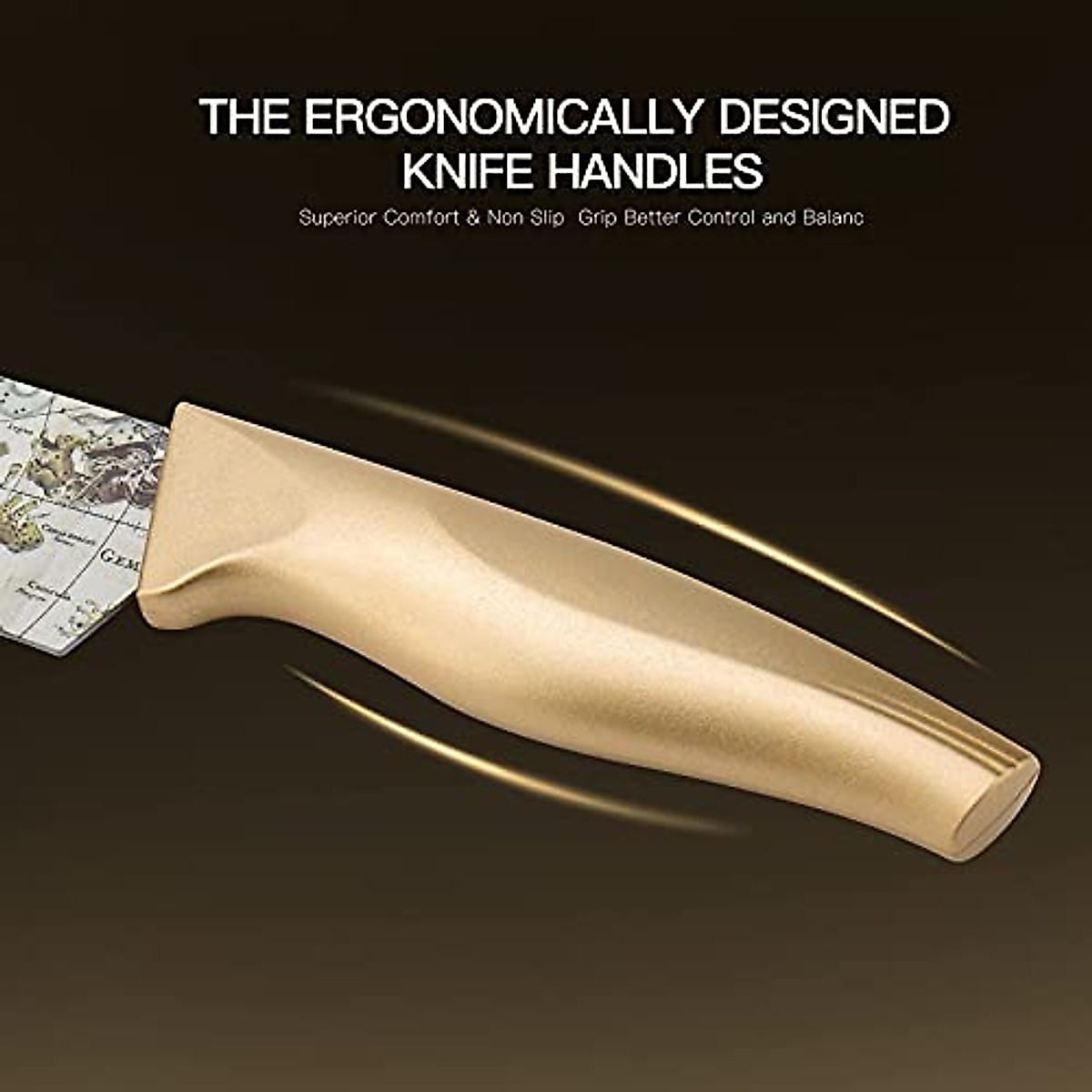 Karcu Knife Set, 5-piece Kitchen Knife Set Nonstick Coated with 5 Knife Sheath Covers