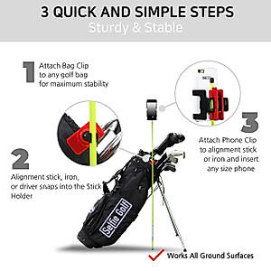 Selfie Golf Record Golf Swing - Cell Phone Holder Golf Analyzer Accessories | Winner of The PGA Best Product | Selfie Putting Training Aids Works with Any Golf Bag and Alignment Stick