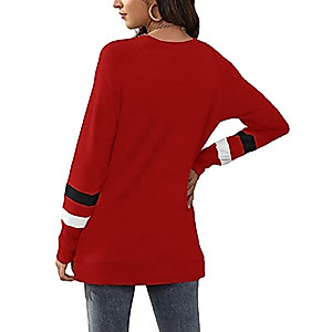 Geifa Womens Tops Casual Basic Long Sweatshirts to Wear with Leggings Red 2XL