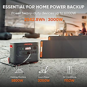 Jackery Solar Generator 2000 Plus 400W, 2042Wh LiFePO4 Battery 3000W Output, Portable Power Station with 2X200W Solar Panel, Fast Charging in 2H, Expandable for Outdoor RV Camping and Home Emergency