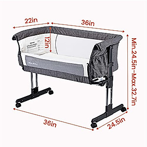 Mika Micky Baby Bassinet Bedside Sleeper Bedside Crib Easy Folding Portable Crib All mesh 2022 New,Grey