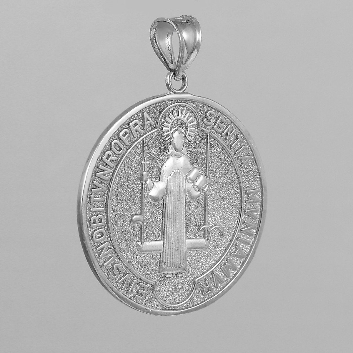 Claddagh Gold Medal of Saint Benedict 925 Sterling Silver Coin Pendant (Small)