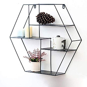 QUUL Wrought Iron Shelf，Floating Shelves, Decorative Wall Shelf for Bedroom, Living Room Bathroom Kitchen Office and More (Color : E)