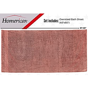 HOMERICAN Oversized Bath Towels Extra Large - Fluffy & Soft Oversized Turkish Bath Sheet - Quick Dry, Absorbent & Machine-Washable Cotton Towels for Bathroom, Hotel or Spa - 40x80, 600 GSM Terracotta