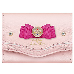 YaJaMa Sailor Moon Women Small Wallet PU Leather Bowknot Kawaii Tsukino Usagi Trifold Credit Card Holder Case for Girls (Pink)