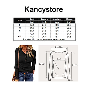 Kancystore Womens Fall Clothes Work Office V Neck Button Down Knitwear Cute Blouses Navy Blue M