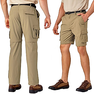 MAGCOMSEN Fishing Pants for Men Quick Dry Pants Zip Off Pants Mens Hiking Pants Convertible Summer Pants Lightweight Pants Breathable Pants Khaki Pants