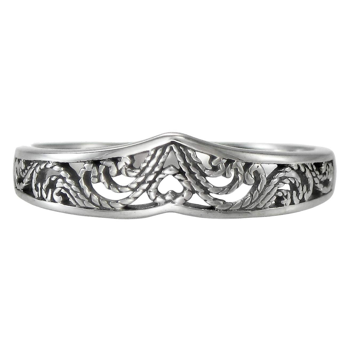 Elegant Sterling Silver Victorian Filigree Heart Ring (sz 4-15) sz 5
