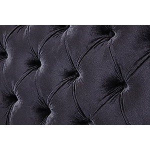 Iconic Home Black Dylan Velvet with Silver Nail head Trim Round Acrylic Feet Sofa