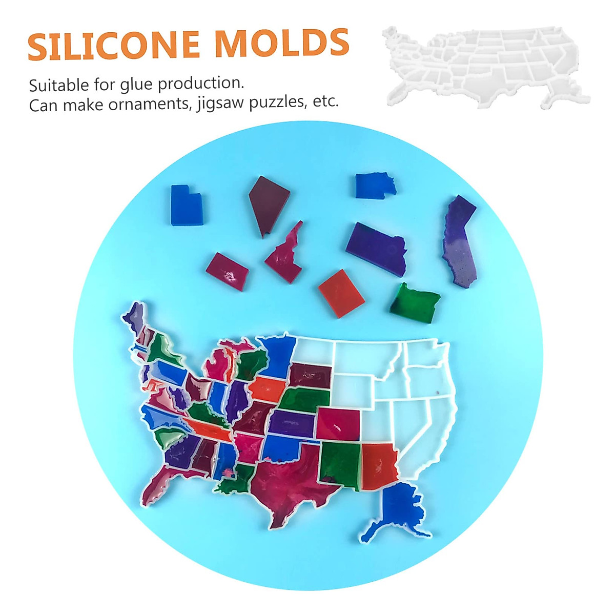 Abaodam United States Of America Silicone Mold US Map Ice Tray Popsicle Tray USA DIY Baking Mold for Christmas Independence Day Election Day
