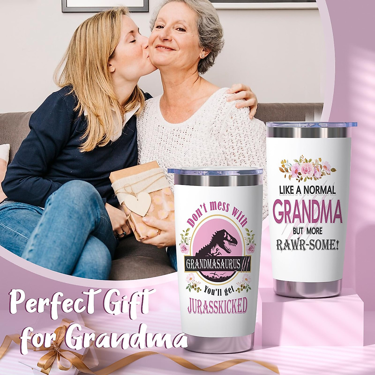 Mothers Day Gifts for Grandma from Granddaughter, Grandson, Grandkids, Grandchildren - Birthday Gifts for Grandmother - 20 Oz Tumbler Cup