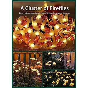 IFNOT Solar Garden Lights, 4 Pack Solar Bee Firefly Lights, 1200mAh Waterproof Solar Swaying Outdoor Lights, Big Bee & Flexible Branch Solar Powered Garden Lights for Patio Pathway Decoration