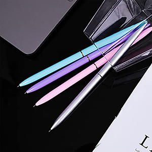 Cobee® Aesthetic Metal Ballpoint Pens, 4 Pieces 1mm Retractable Rollerball Pens Cute Metallic Ball Point Pen Black Ink Pastel Pens School Office Supplies Gift for Business Office Students Teachers