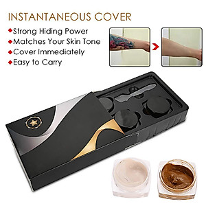 Waterproof Tattoo Cover-Up Makeup Set, Tattoo Skin Cover Concealer Cream for Dark Spots, Scars, Vitiligo, And More - Tattoo Cover-Up Makeup - Use on Body, For Legs