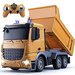 TICTTGA Gifts for 5 Year Old boy Kids rc Truck for 5 Year Old Boys Remote Control Construction Trucks for Boys Age 4-7 rc Dump Truck Toy Trucks for Boys Age 4-7 2.4Ghz with LED Lights