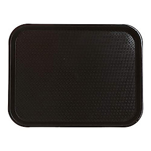 Fast Food Tray 14 x 18 Black Rectangular Polypropylene Serving Tray for Cafeteria, Diner, Restaurant, Food Courts
