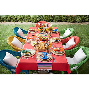 BrylaneHome Outdoor Weather Resistant Roma Hand-Woven Resin Wicker Stacking Chair + Free Seat & Back Cushions for Home, Backyard, Deck, Patio (250 Lb Capacity) - Coral