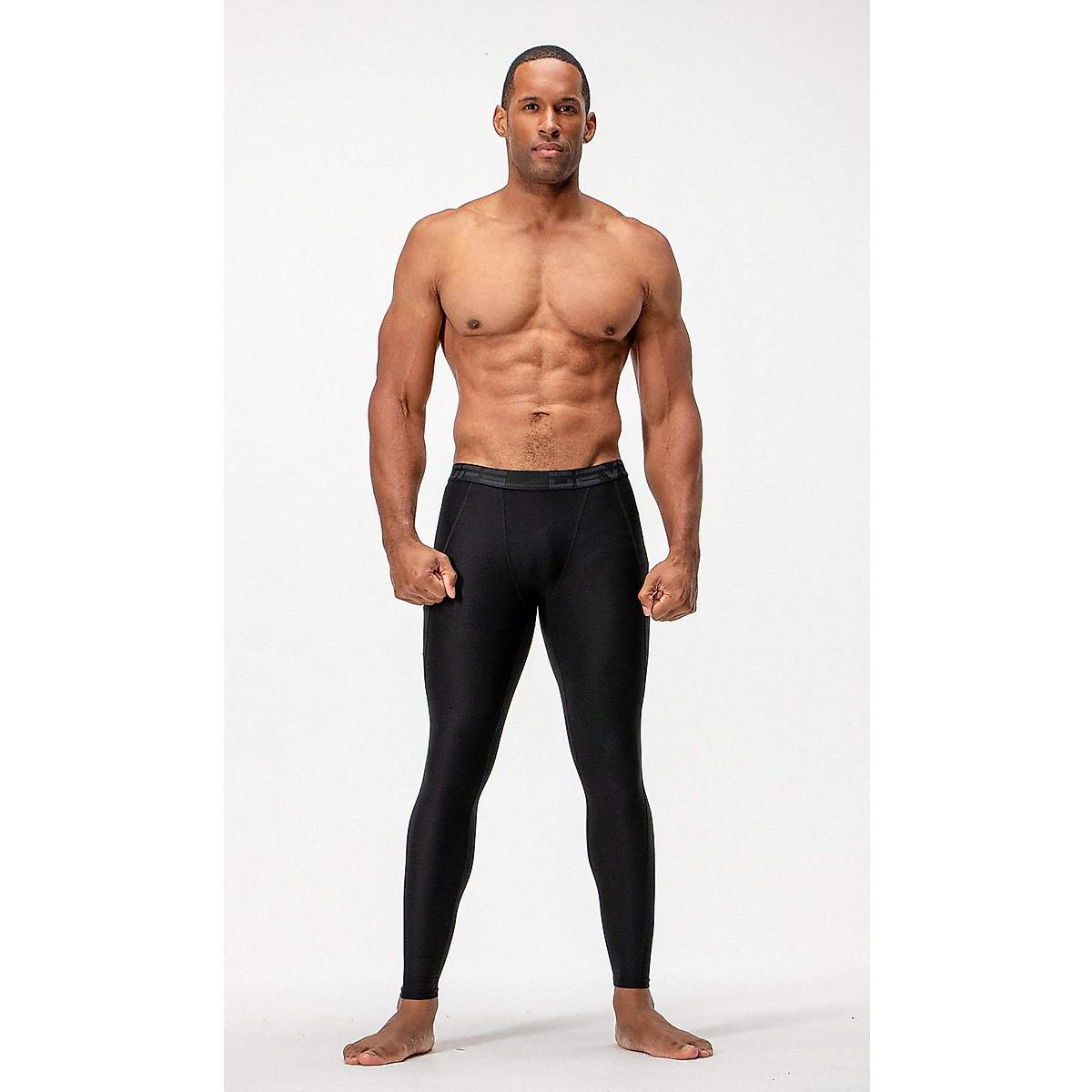 DEVOPS 2 Pack Men's Compression Pants Athletic Leggings with Pocket (Medium, Black/Charcoal)