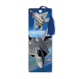 Dimension 9 3D Lenticular Bookmark with Tassel, U.S. Air Force F-22 Raptor Fighter Jets (LBM076)