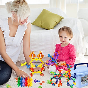 Magic4U 350PCS Building Toys for Kids with Storage Box, STEM Interlocking Blocks Preschool Educational Learning Plastic Connect Block Snowflake Toys for Boys&Girls Aged 3+