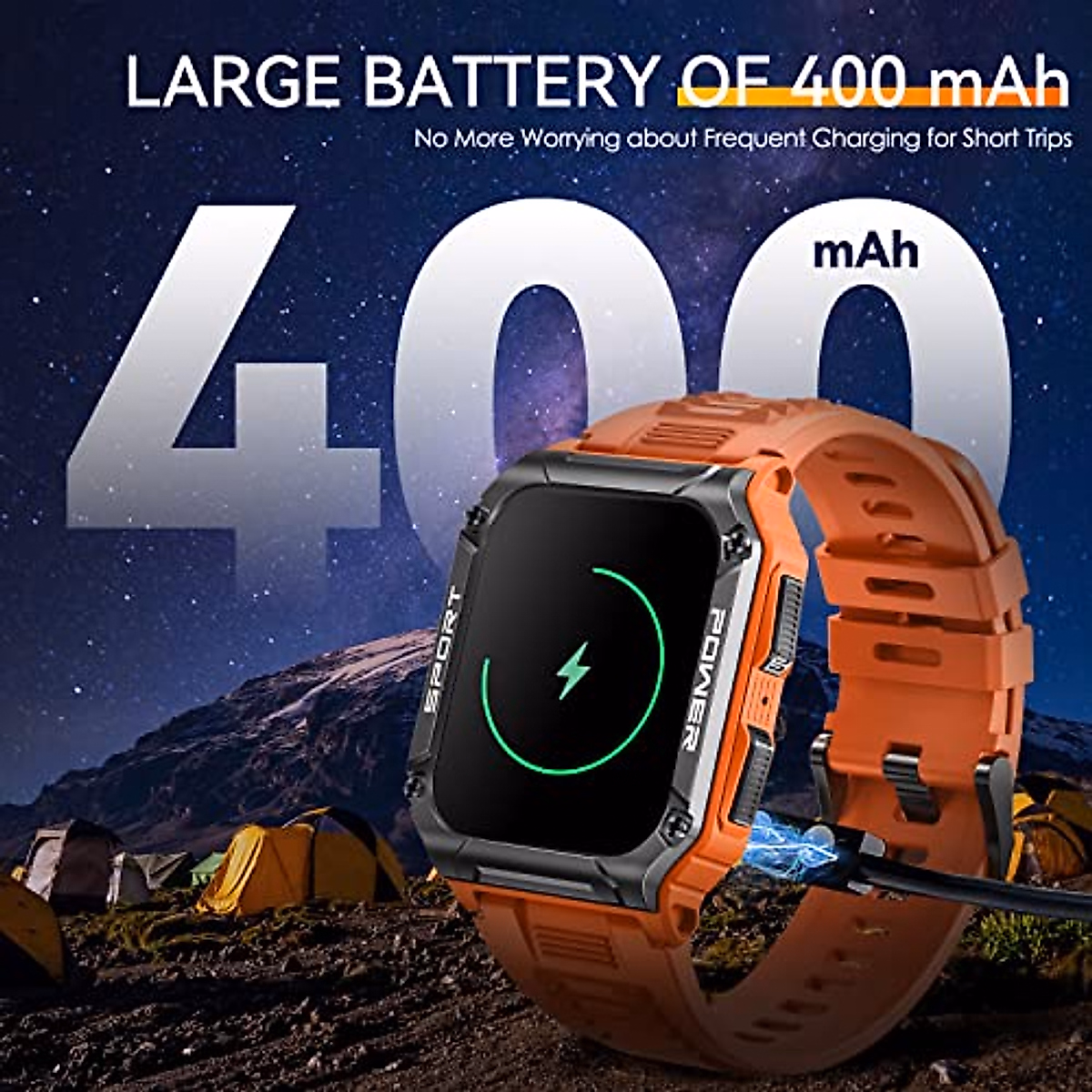 Military Smart Watch for Men with Compass (Make/Answer Call), 1.95'' HD Outdoor Rugged Tactical Smartwatch, Sport Fitness Tracker with Heart Rate Blood Pressure Sleep Monitor for iPhone Android Phones