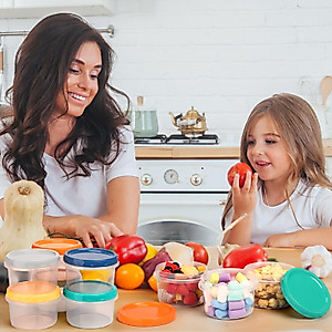 Tioncy 36 Pack Texture Freezer Storage Containers with Lids Reusable Twist Top Plastic Food Containers Round Wide Mouth Lunch Jars Freezer Deli Containers (8 oz)