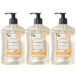 A LA MAISON French Liquid Hand Soap, Citrus Blossom - Natural Hand Wash Made with Essential Oils - Biodegradable, Plant-Based, Vegan, Cruelty-Free, Alcohol & Paraben Free (16.9 oz, 3 Pack)