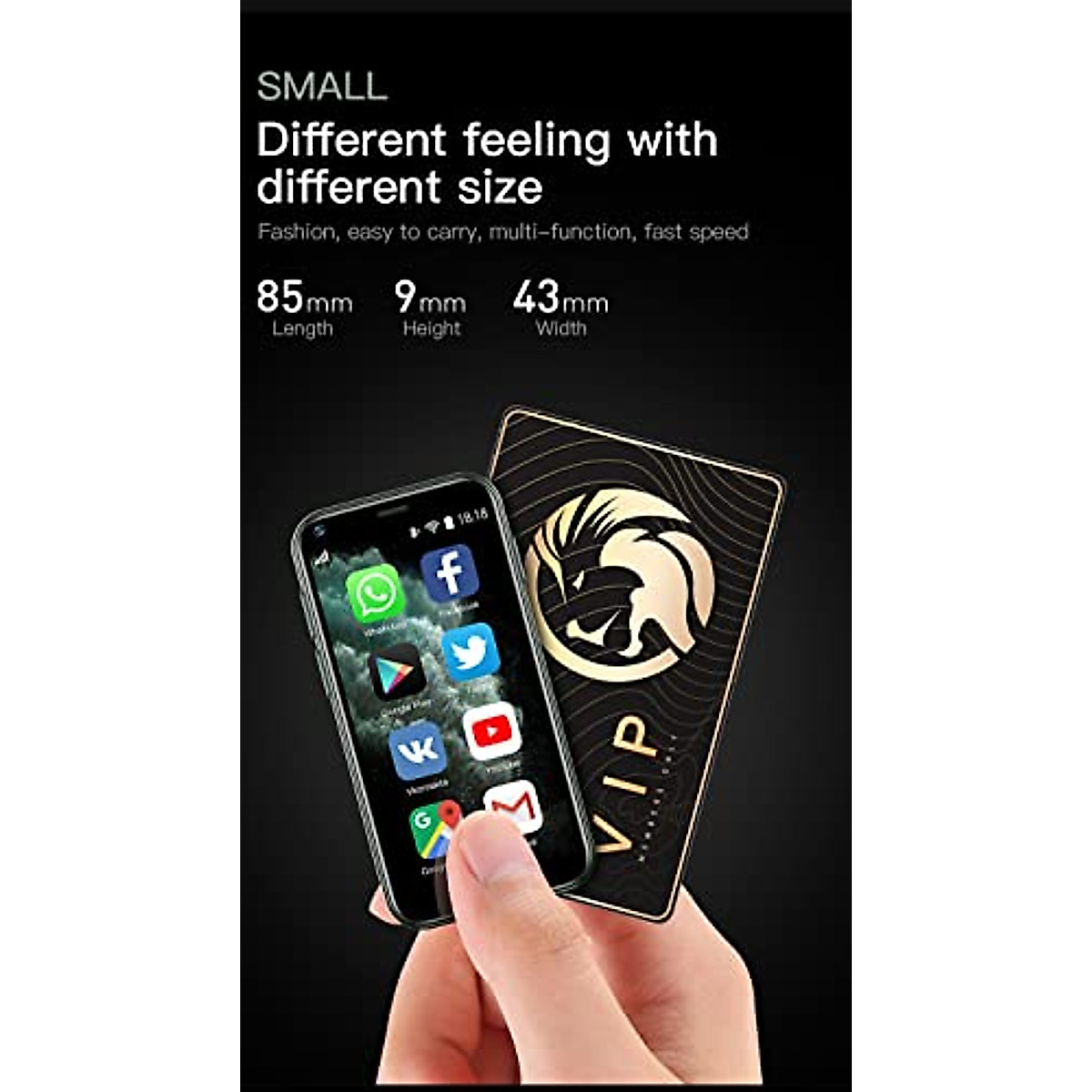 XS11 2.5in Mini Smart Phone, Unlocked Cellphone 6.0 1GB 8GB ROM 2023 New Years Phone Gifts for Kids (Dark Night Green)