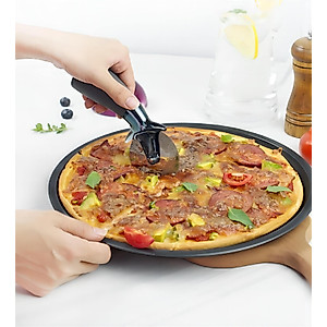 Bamboo's Grocery LoKii Round Pizza Pans Set, Baking Steel Pizza Pan for Oven, Nonstick Pizza Oven Tray, Grill Pizza Plates, 12.6 Inches, 2 Pack