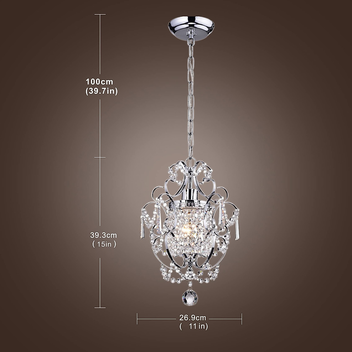 PAPAYA Crystal Mini Chandelier Lighting 1 Light Chrome Chandeliers Iron Ceiling Light Fixture…