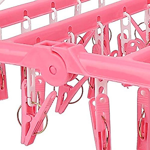Clip and Drip Hanger, Multi-Function Clip and Drip Drying Rack, Household Tools Clothes Drying Racks for Socks for Underwear(Pink)