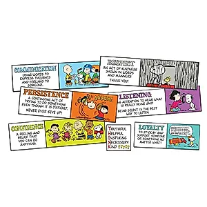 Eureka Back to School Character Building Peanuts Bulletin Board Set and Classroom Decorations for Teachers,10 pcs