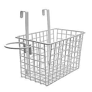 Bathroom Hair Dryer Holder, Kitchen Wall Mount Towel Rack Storage Basket Over The Cabinet Door Organizer Holder, Hanging Care Sundries Organization(White)