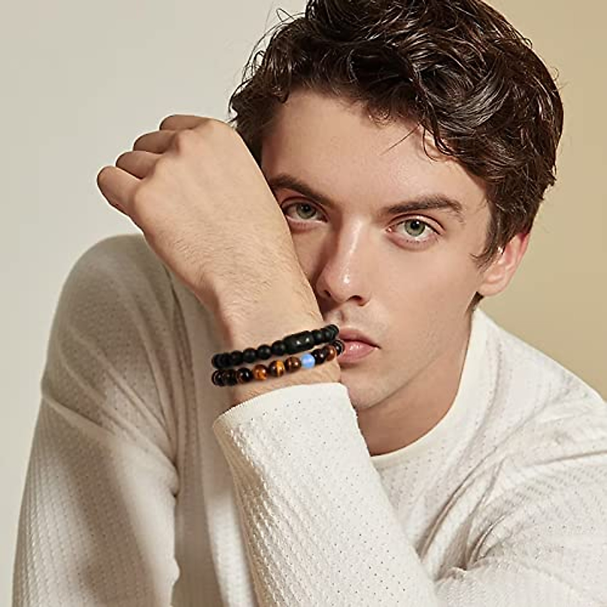 Zodiac Taurus Gifts Bracelets for Men Women, Mens Taurus Gifts Natural Tiger Eye & Matte Agate Stone Zodiac Beaded Bracelets Constellation Horoscope Jewelry Taurus Gifts Bracelets for Men Women