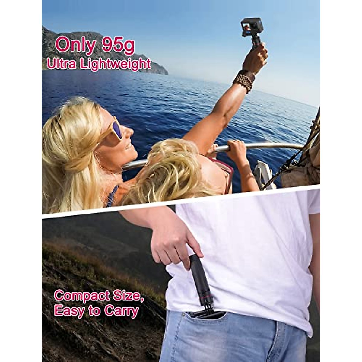 Mini Tripod Mounting Accessories for Gopro - ULANZI Go Quick II Small Tripod Quick Release Compact Vlog Handle Selfie Grip Compatible with Gopro Hero 5/6/7/8/9/10/11 Black/DJI Action/Insta 360/Askaso