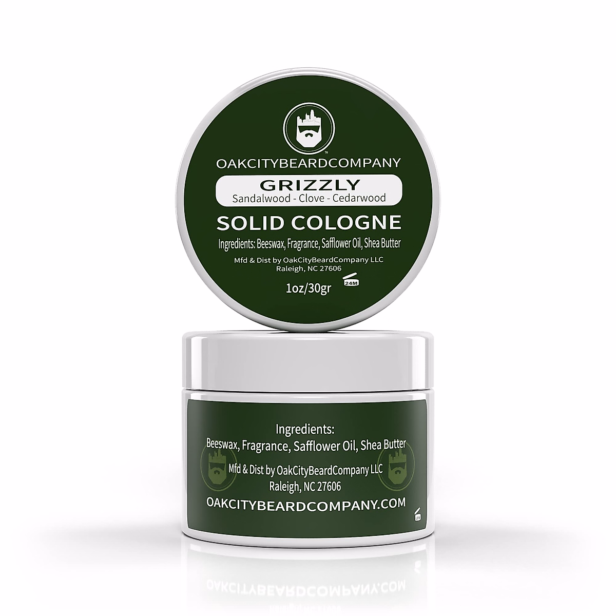 Oak City Beard Company - Grizzly - Solid Cologne - 1 Ounce - Sandalwood - Clove - Cedarwood - Citrus