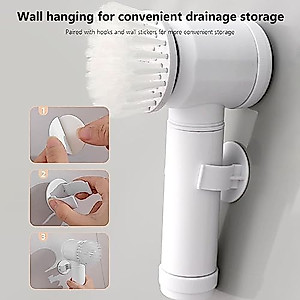 Sentmoon Clearance Cordless Electric Cleaning Brush, Electric Spin Scrub-BER with 5 Brush Heads, Power Scrub-BER, Rechargeable Cleaning Tools for Bathroom Wall Kitchen Tile Window Sink
