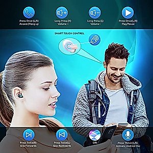 VOLT PLUS TECH Wireless V5.1 PRO Earbuds Compatible with Microsoft Lumia 532 IPX3 Bluetooth Touch Waterproof/Sweatproof/Noise Reduction with Mic (White)