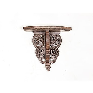 Craftrail Gaya S/2 14X13X4.5Inch Carving Wall Décor Shelf Set of 2, Brown