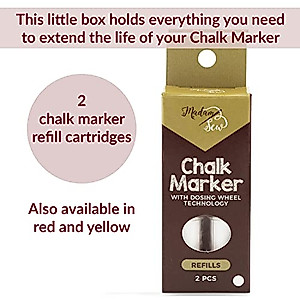 Madam Sew Chalk Fabric Marker for Sewing, Quilting & Crafting | White |Tailors Liner Pen Creates Consistent Erasable Lines with Dosing Wheel Technology | Works on Cotton, Knit, Suede, and All Fabrics