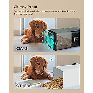 Ciays Automatic Cat Feeders, 5.6L Cat Food Dispenser Up to 20 Portions Control 4 Meals Per Day, Pet Dry Food Dispenser for Small Medium Cats Dogs, Dual Power Supply & Voice Recorder, Black, PAF-A06